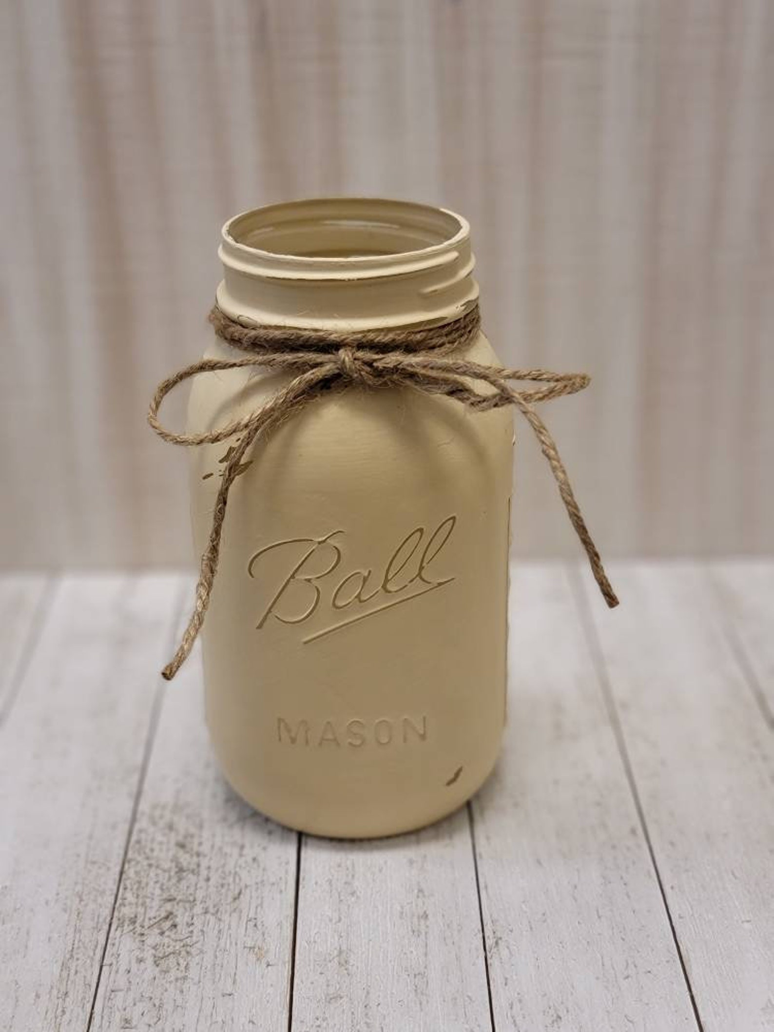 Painted Mason Jar, Farmhouse Decor, Rustic Decor, Ball Mason Jar ...