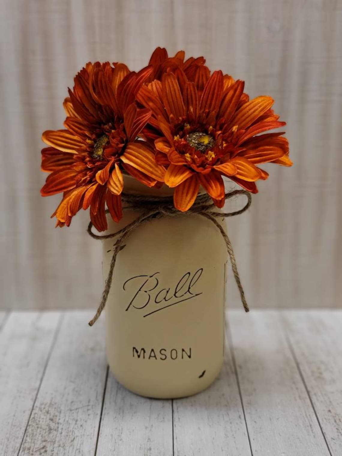 Painted Mason Jar, Farmhouse Decor, Rustic Decor, Ball Mason Jar ...