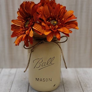 Painted Mason Jar, Farmhouse Decor, Rustic Decor, Ball Mason Jar ...