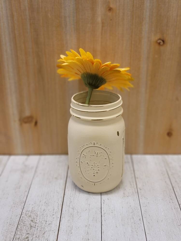Painted Mason Jar, Farmhouse Decor, Rustic Decor, Ball Mason Jar ...