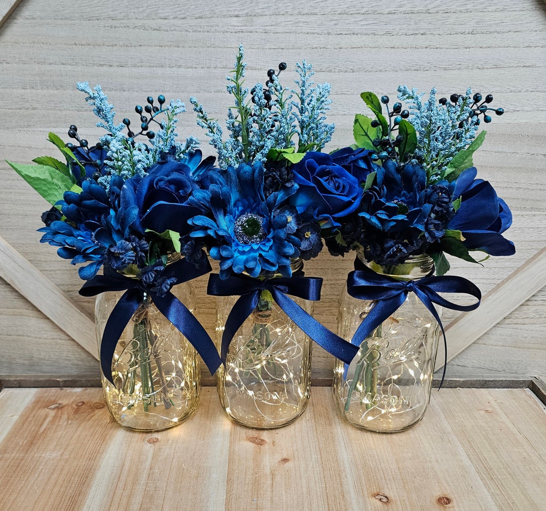 Blue Lighted Event Table Centerpiece, Wedding Centerpiece, Bridal ...