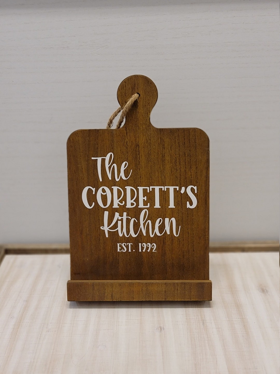 Personalized Farmhouse Cookbook Holder, Tablet Stand, Rustic Cookbook ...