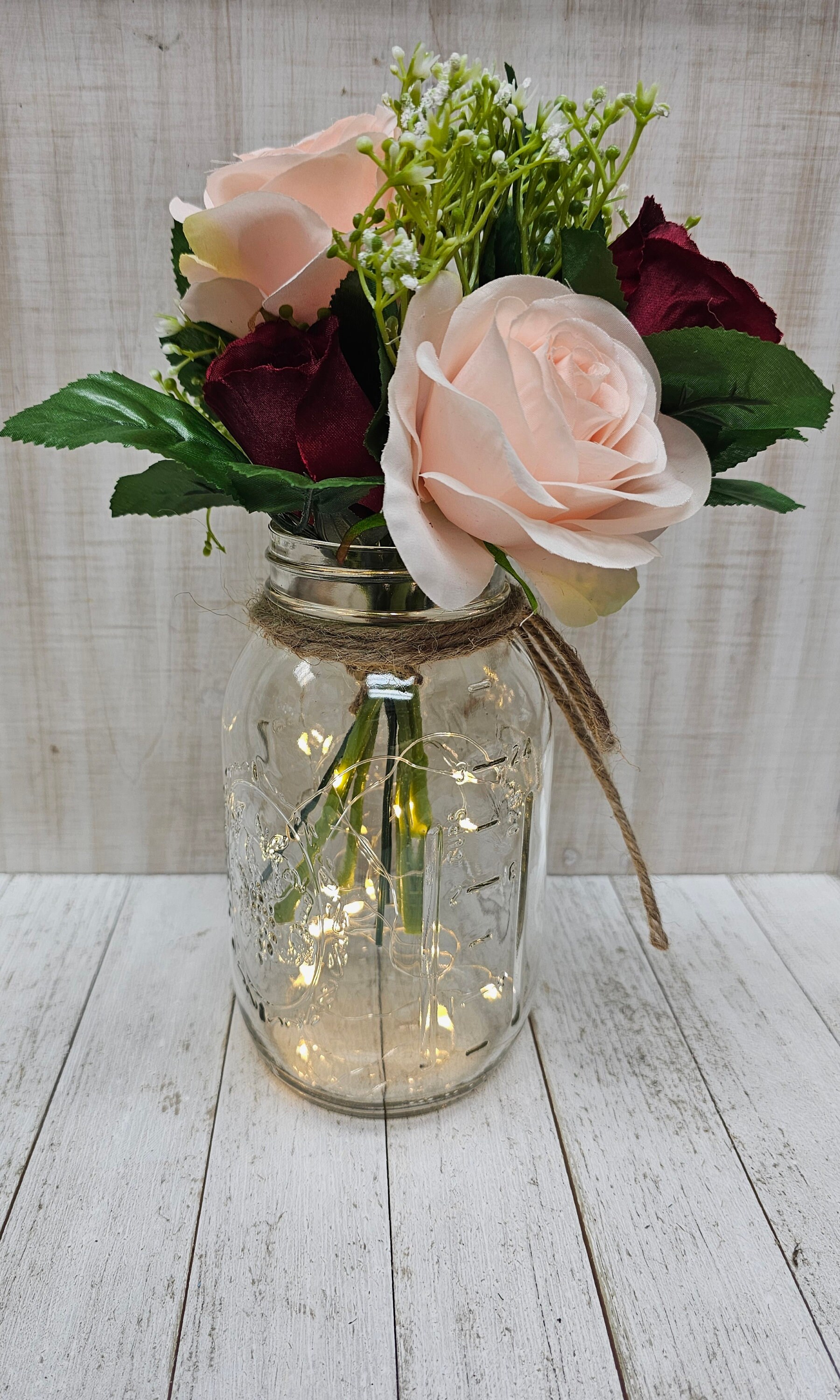 Blush & Rose Lighted Table Centerpiece, Wedding Centerpiece, Bridal ...