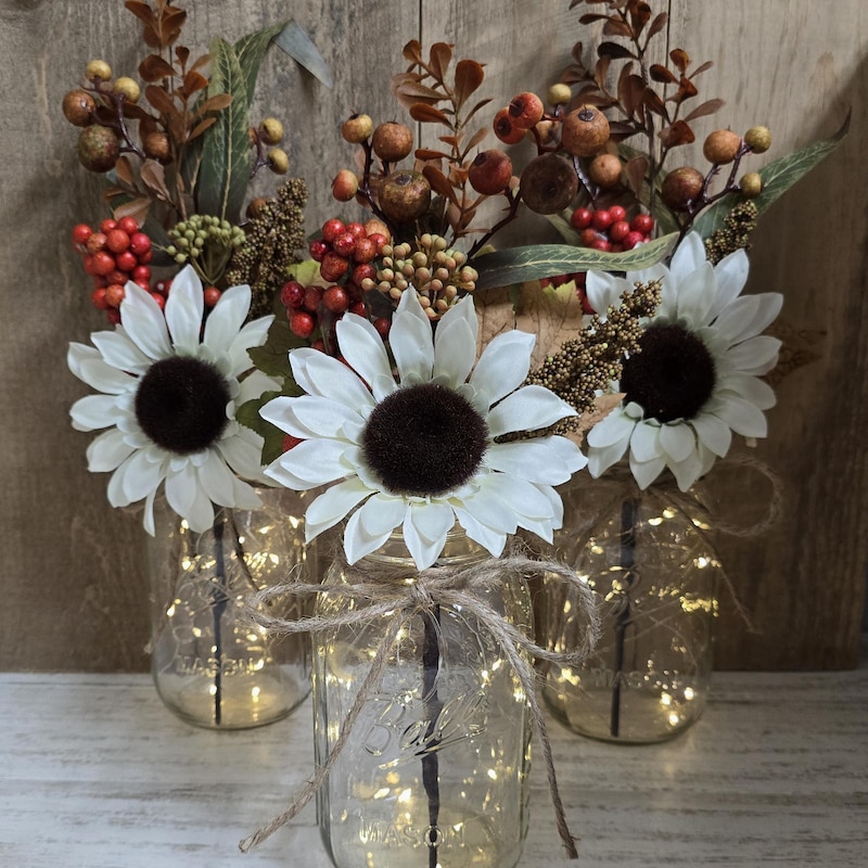 Autumn Lighted Mason Jar - Etsy