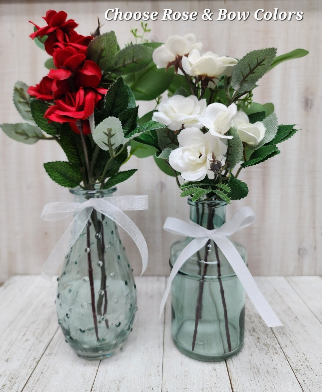 Mini Glass Vase With Silk Mini Roses Wedding Centerpiece - Etsy