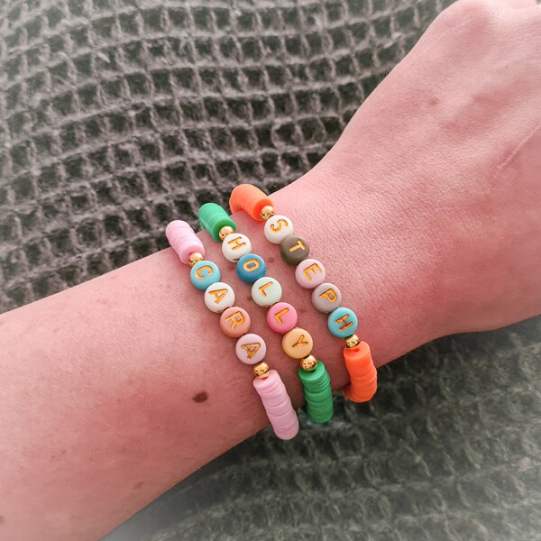 Heishi Name Bracelet - Etsy UK