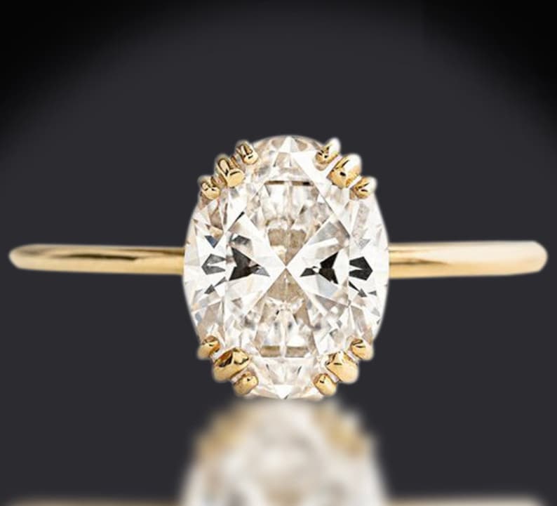 3 Ct Oval Cut Triple Claw Prong Ring Solitaire Ring Moissanite ...