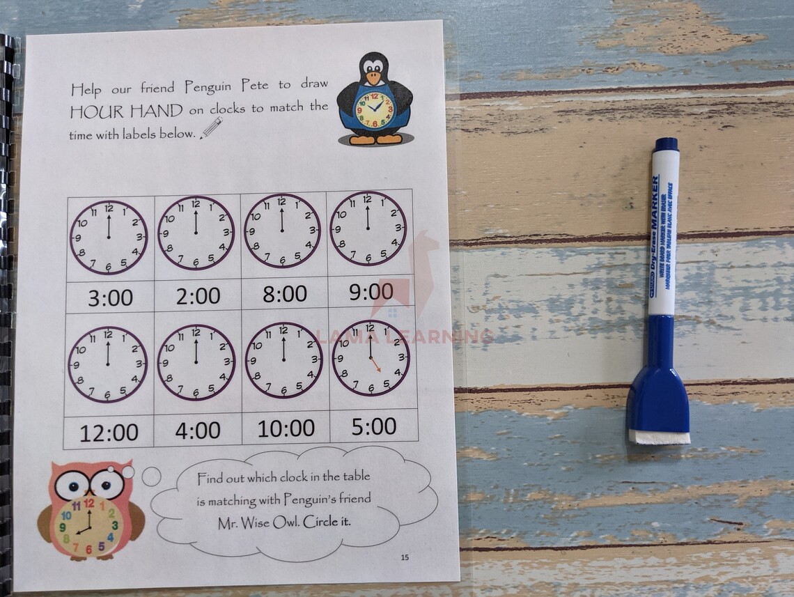 Time Learning Clock Education Printable Homeschool Learning - Etsy