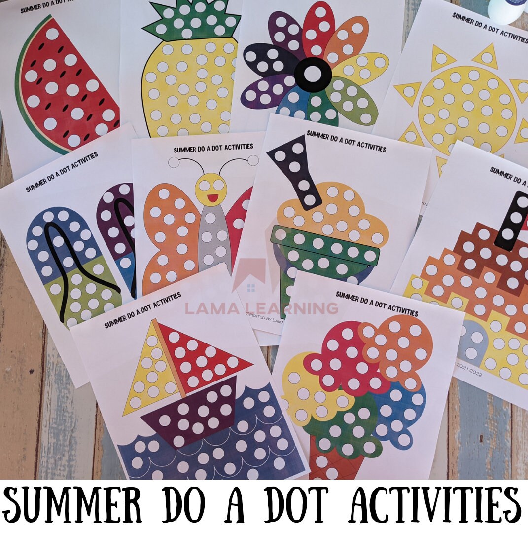 Summer Dot Printable Toddlers, Preschool, Kindergarten, Dot Markers ...