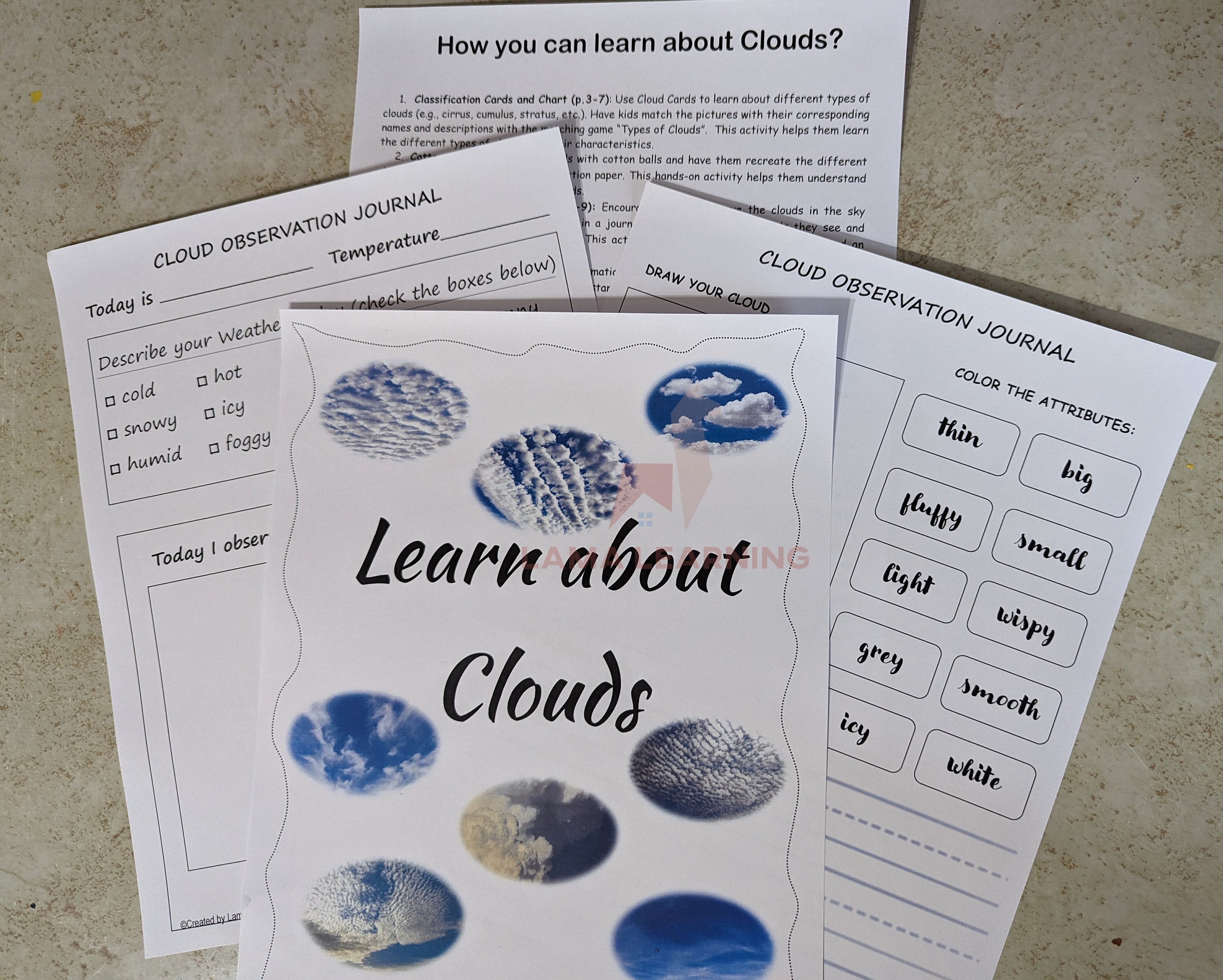 Clouds Learning Unit, Cloud Spotter Board, Types of the Clouds Cards and Game, Science ...