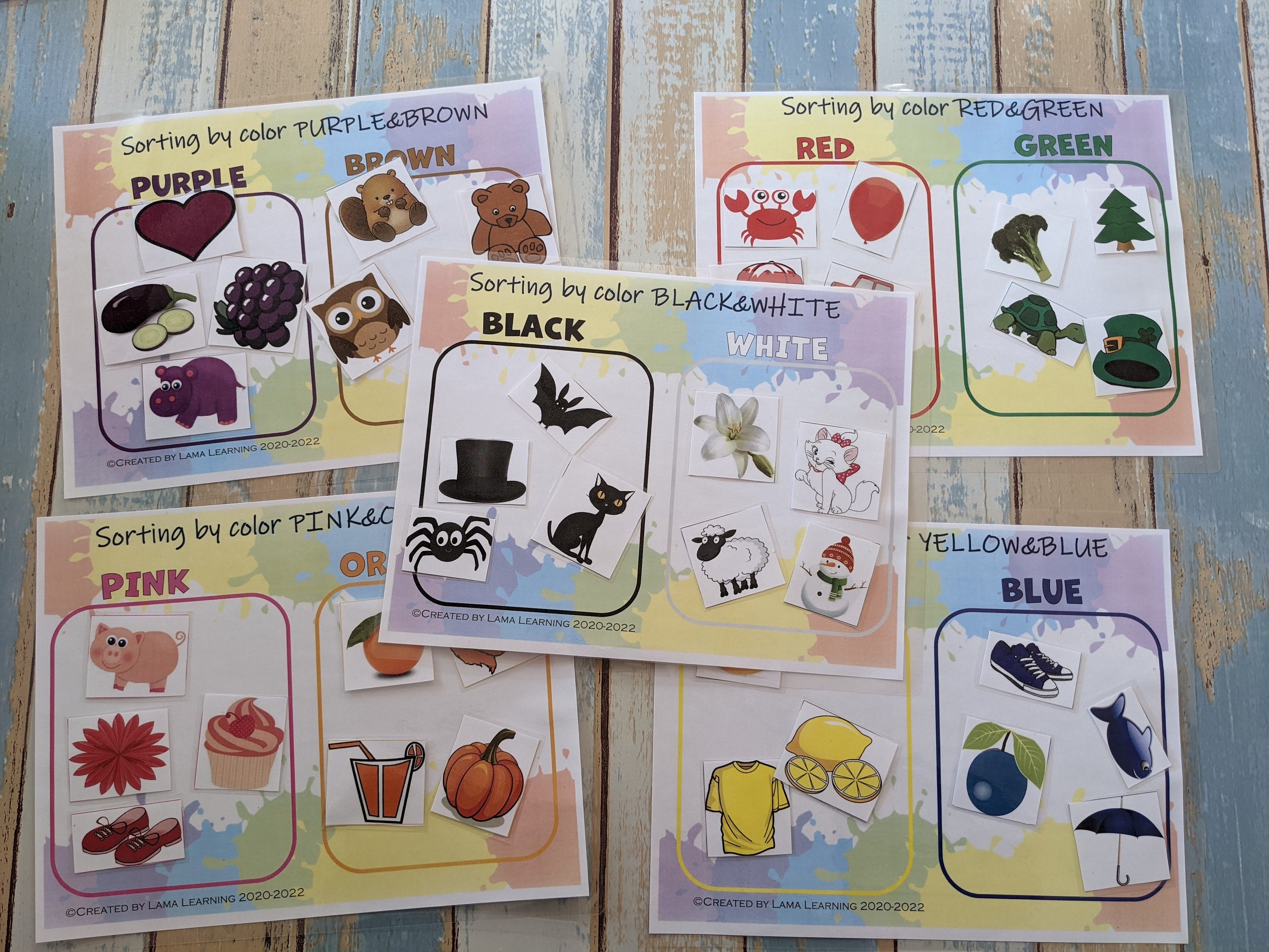 Color Sorting Matching Game, Learning Busy Book Worksheet, Printable ...