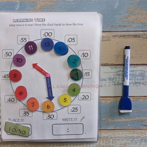Time Learning Clock Education Printable Homeschool Learning - Etsy