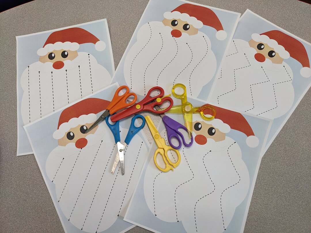Santa Beard Trace and Cut Scissors Practice Digital - Etsy
