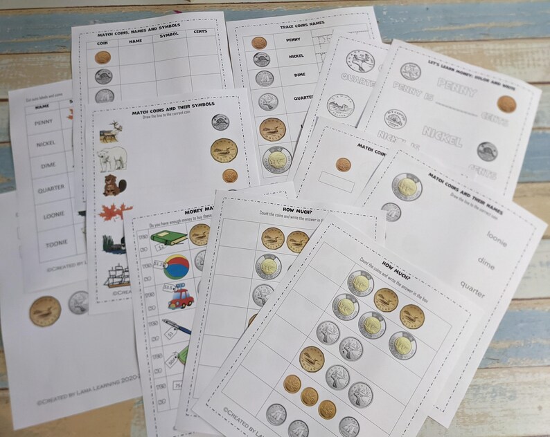 Learning Count Money Tracing Worksheets First Grade - Etsy