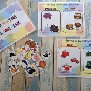 Color Sorting Matching Game, Learning Busy Book Worksheet, Printable ...