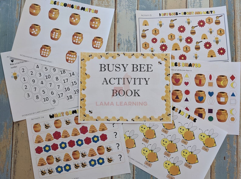 Busy Bee Activity Book, Printables for Kids, Spring, Worksheet for Kids ...