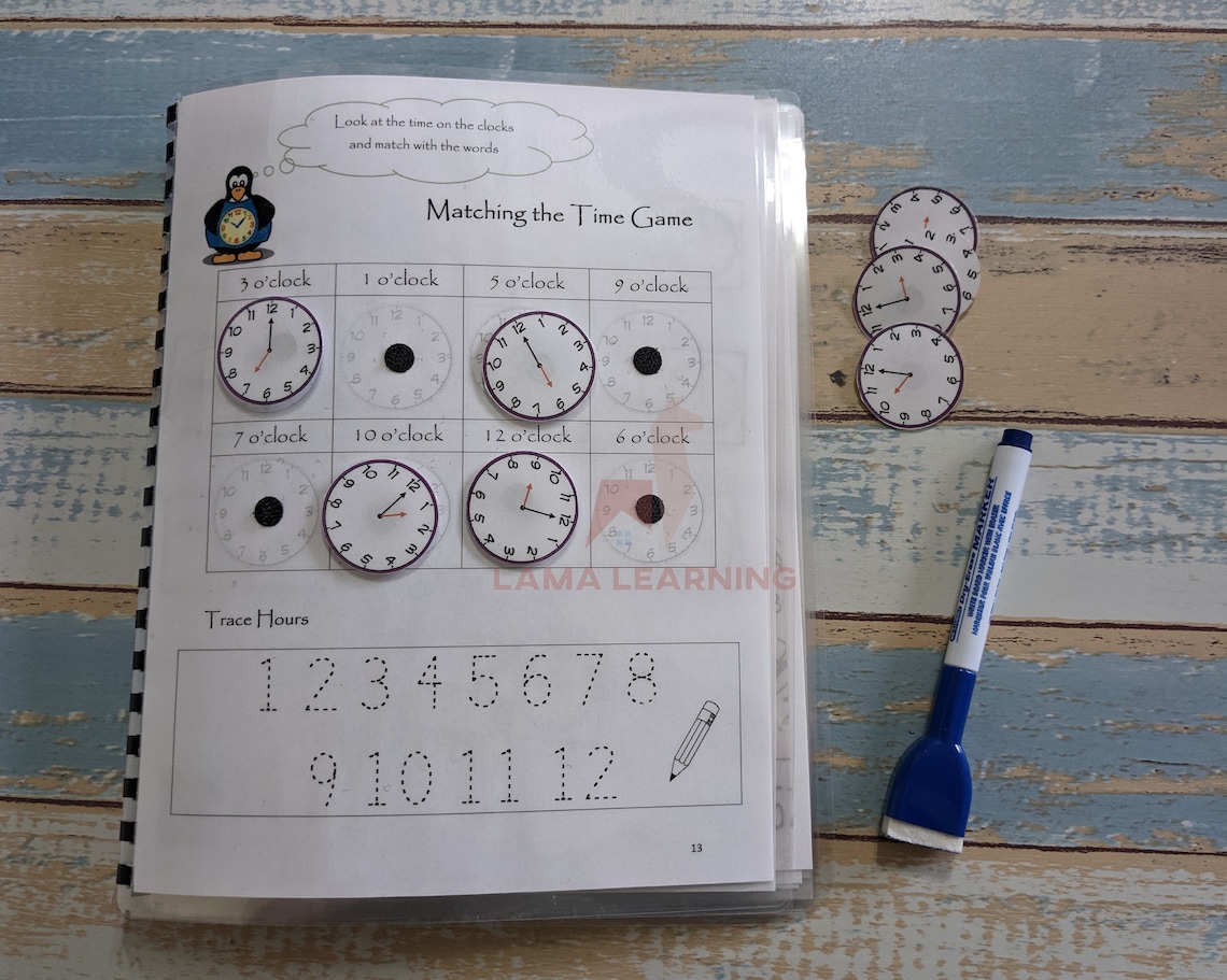 Time Learning Clock Education Printable Homeschool Learning - Etsy
