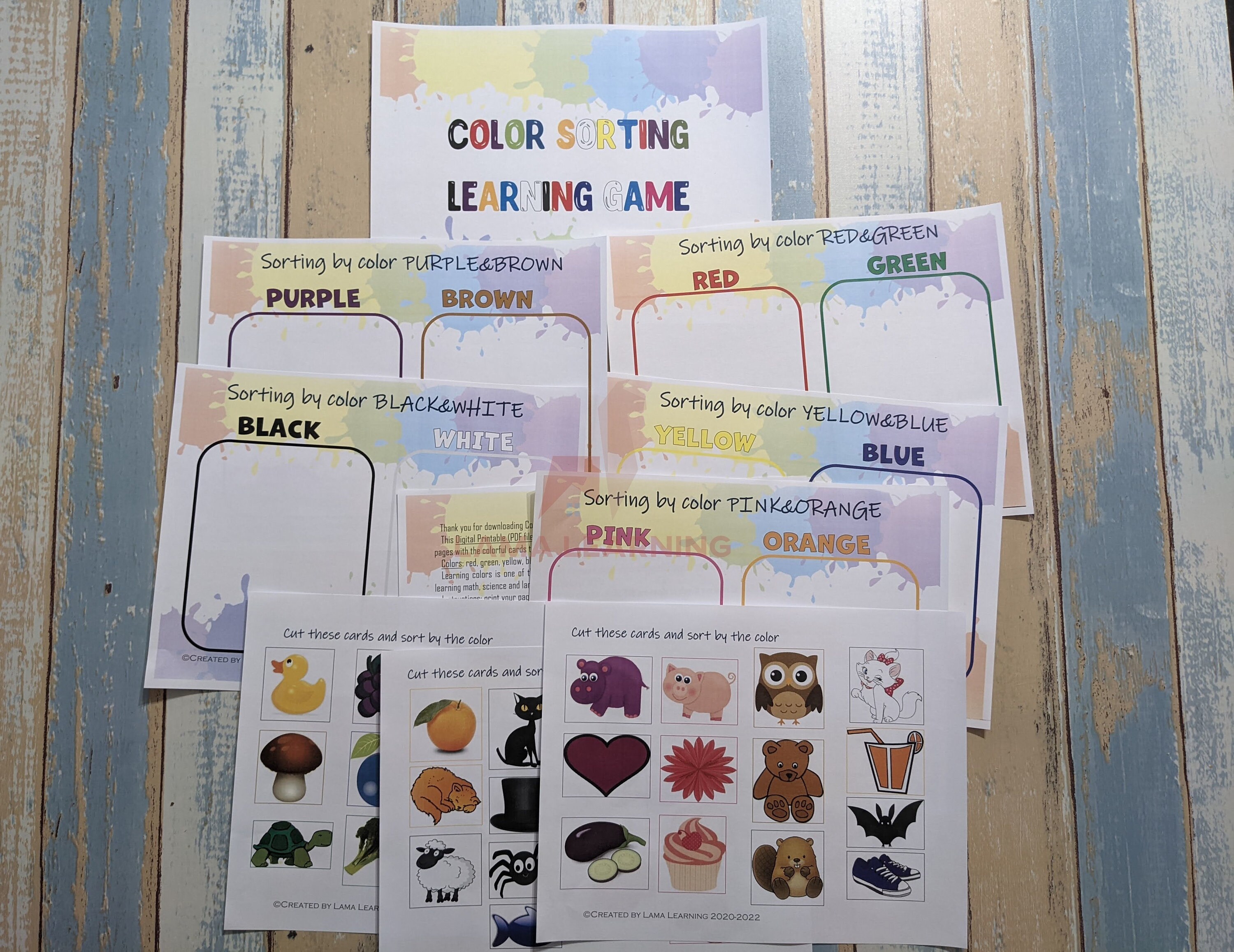 Color Sorting Matching Game, Learning Busy Book Worksheet, Printable ...