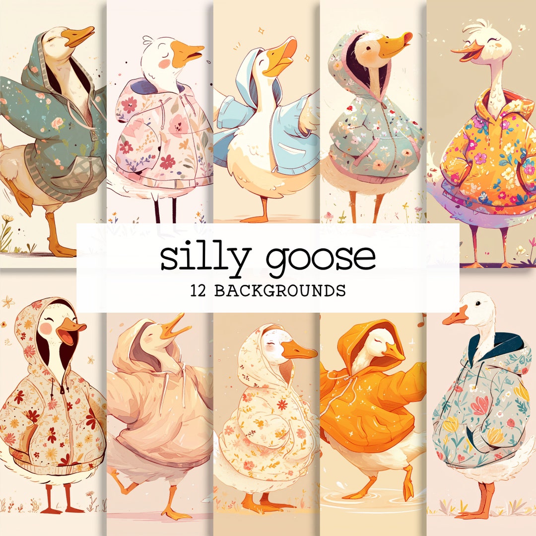 Silly Goose Backgrounds, Cute Cartoon Geese Sublimation Art, Cool Birds ...