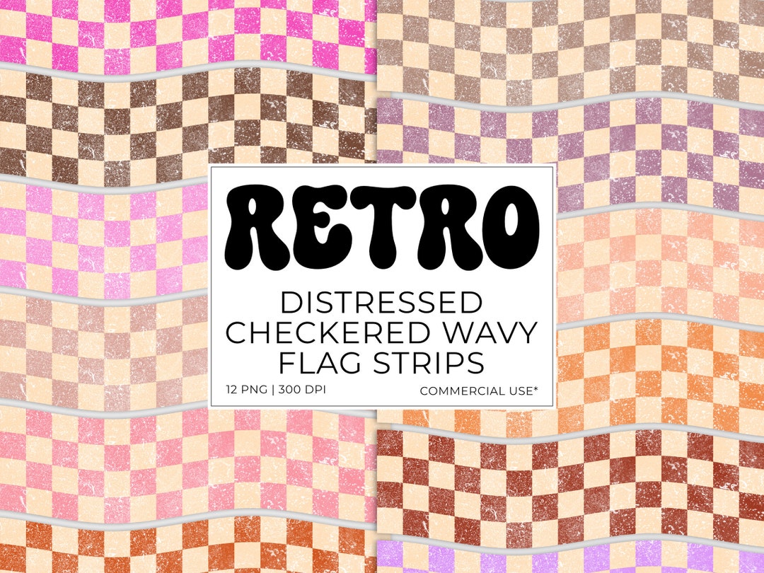 Checkered Wavy Flag Clipart, Distressed Texture Checkerboard Strips ...