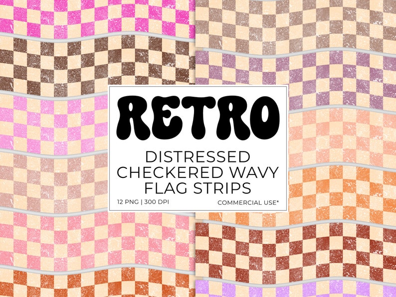 Checkered Wavy Flag Clipart, Distressed Texture Checkerboard Strips ...