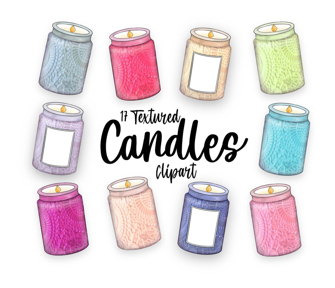 Candle Jar Clipart, Textured Glass Containers With Labels for Collage ...