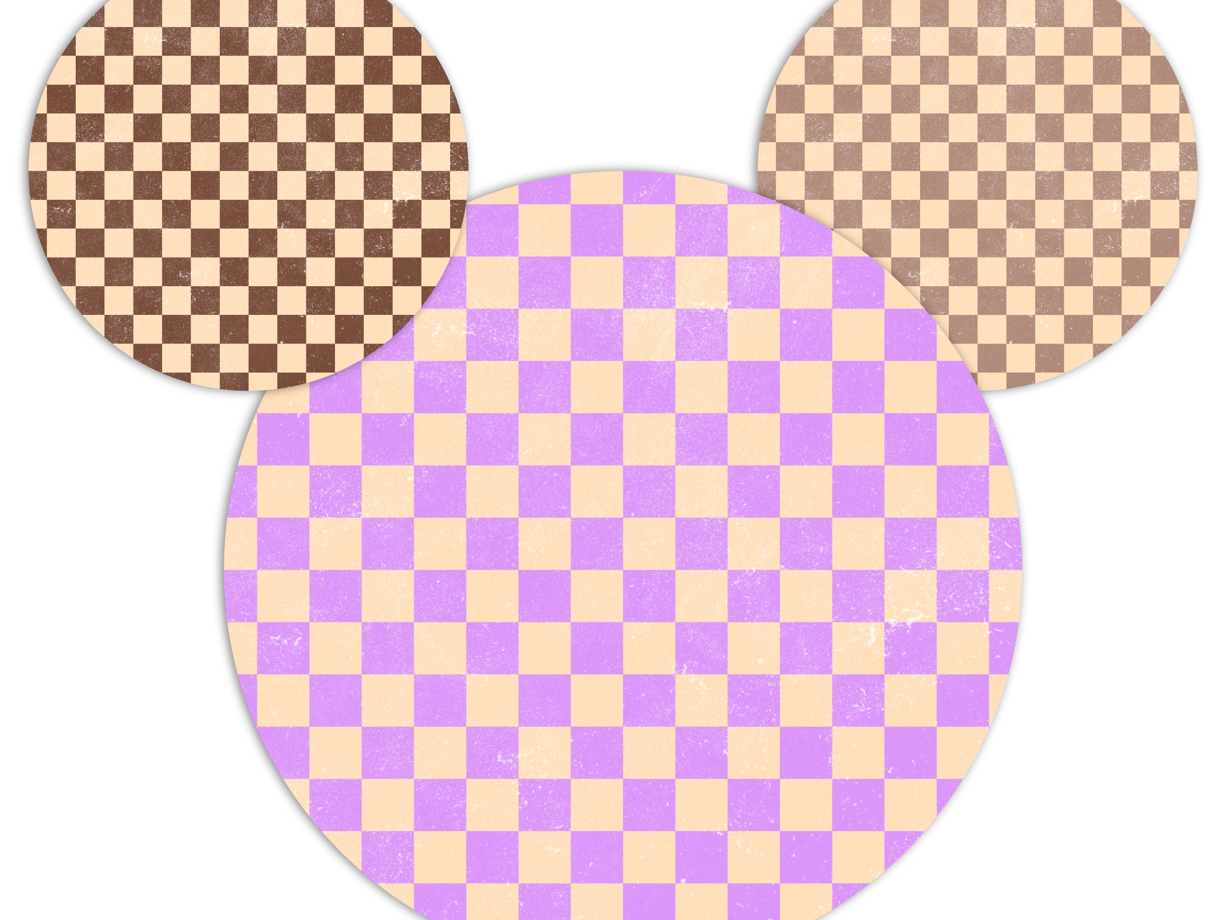 Retro Distressed Checkered Circles Clipart, Boho Texture Checkerboard ...