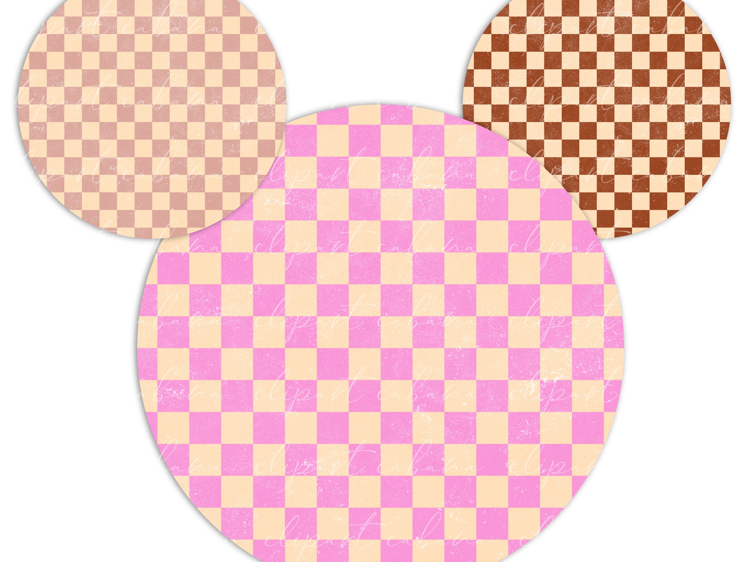 Retro Distressed Checkered Circles Clipart, Boho Texture Checkerboard ...