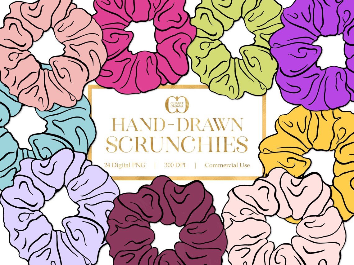 Hair Scrunchies Clipart, VSCO Life Elements, Hand Drawn Shapes for ...