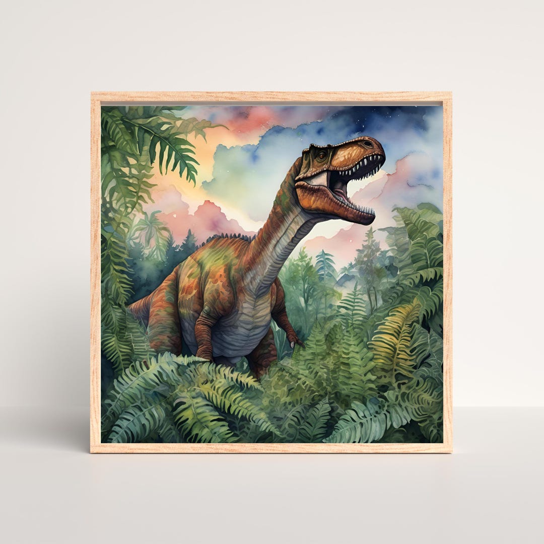 Digital Square Dinosaur, Dinosaur Art, Kid's Room, Play Room, Digital ...