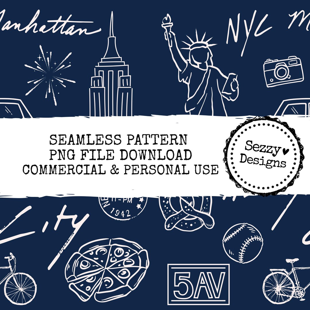 NYC Seamless Pattern: Commercial Use Travel PNG (digital Download - Etsy