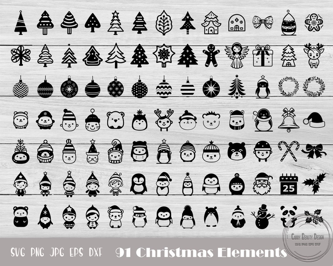 Cute Christmas Elements Svg, Christmas Svg Bundle, Christmas Cut File ...