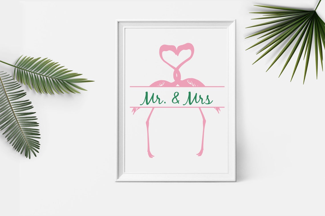 Flamingo Split Svg, Pink Flamingo Svg, Monograme Frame Svg, Flamingo ...