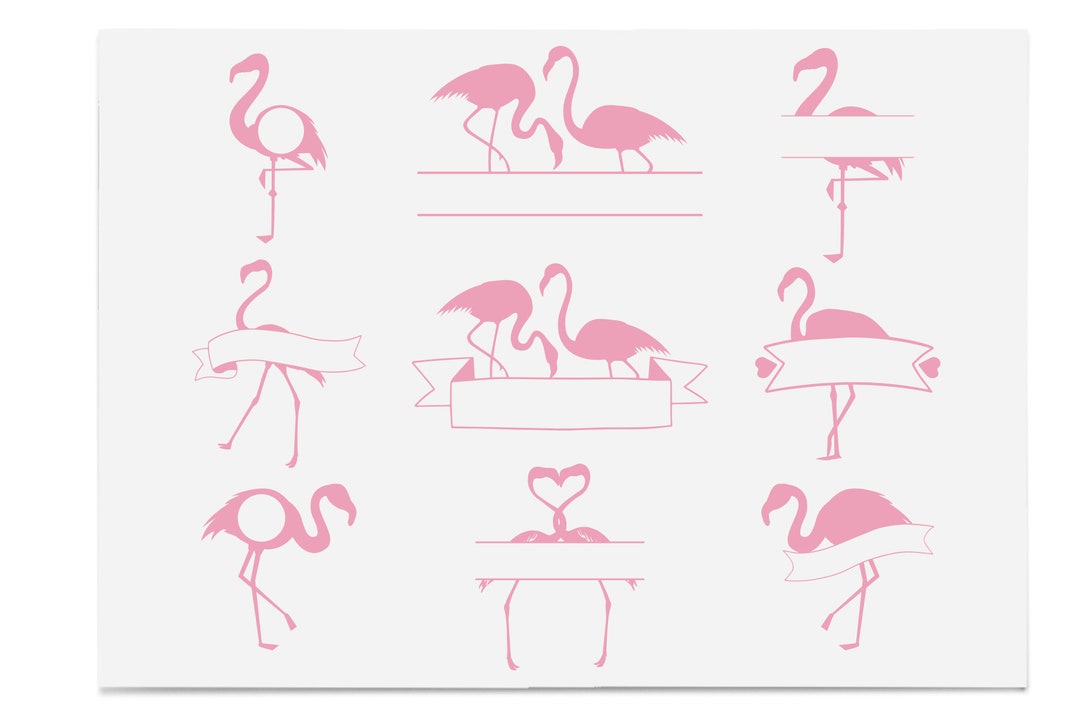 Flamingo Split Svg, Pink Flamingo Svg, Monograme Frame Svg, Flamingo ...