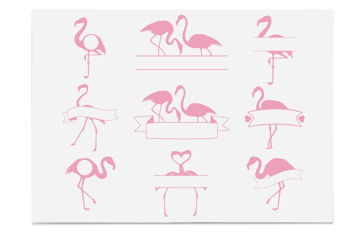 Flamingo Split Svg Pink Flamingo Svg Monograme Frame Svg - Etsy