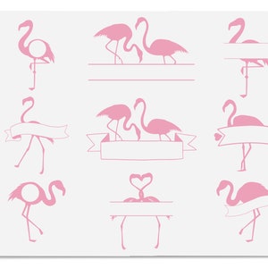 Flamingo Split Svg, Pink Flamingo Svg, Monograme Frame Svg, Flamingo ...
