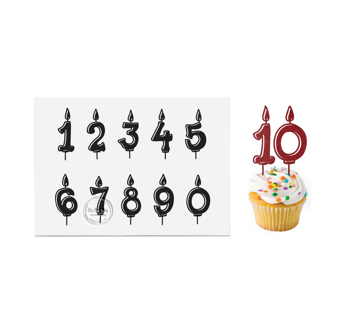 10 X Birthday Candle Clipart 0-9, Birthday Candle SVG, Cake Topper Age ...