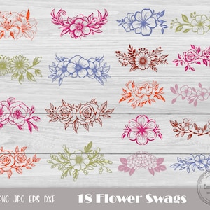 18 Floral Swag Svg, Flower Clipart, Flower Border Svg, Botanical Svg ...