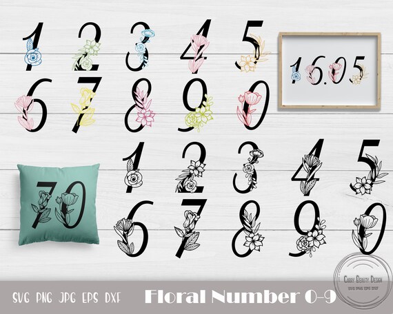 Flower Number Svg Botanical Numbers Birthday Numbers Svg | Etsy