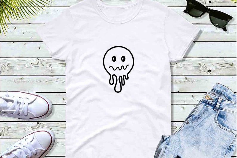 Smiley Face Svg Emoji Clipart Drippy Smiley Svg Melted - Etsy