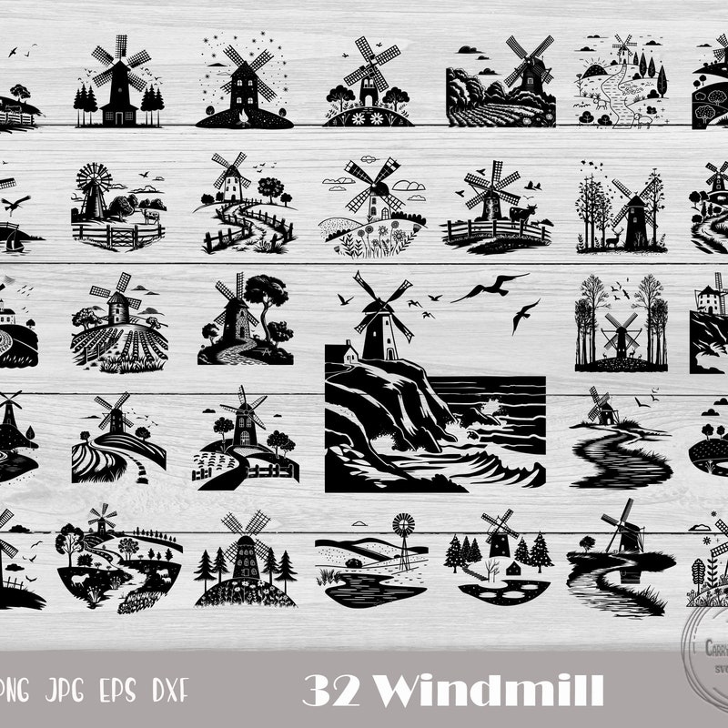 Windmill Svg - Etsy