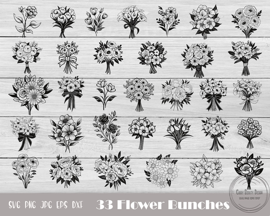 Floral Bunch Svg, Flower Cut File, Floral Cut File, Floral Bouquet Svg ...