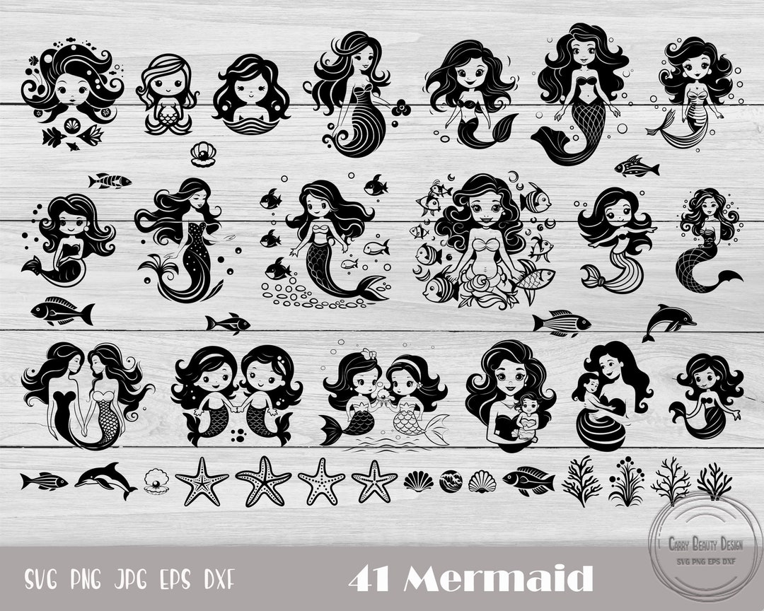 41 Little Mermaid Svg, Cute Mermaid Svg, Mermaid Cut Files, Mermaid ...