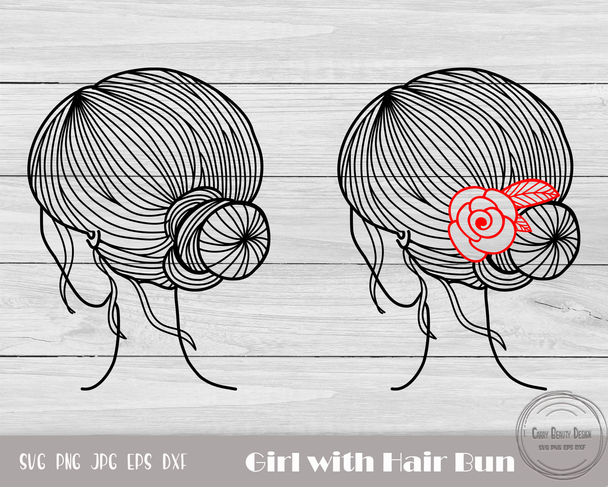Girl With Bun Svg Beautiful Woman Svg Messy Bun Svg Hair - Etsy