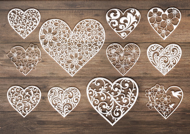 11 X Heart Shaped Mandala, Heart Cut File, Valentines Svg, Heart ...