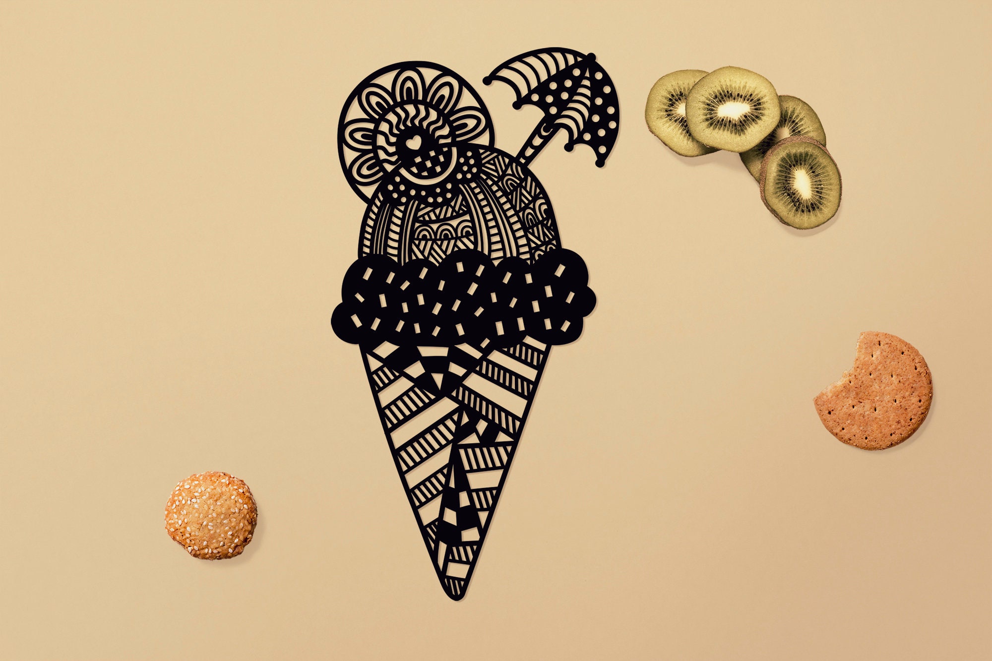 Ice Cream Zentangle, Ice Cream Cone Svg, Ice Cream Mandala, Ice Cream ...