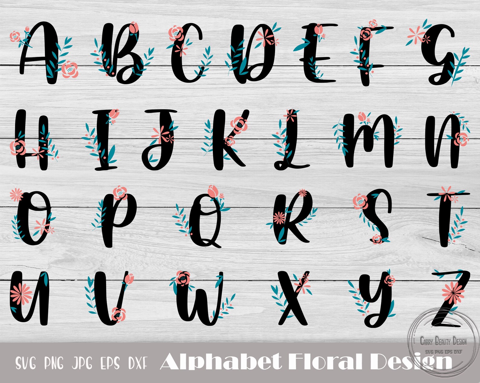 Floral Alphabet Svg, Alphabet Cut File, Botanical Alphabet, Floral ...