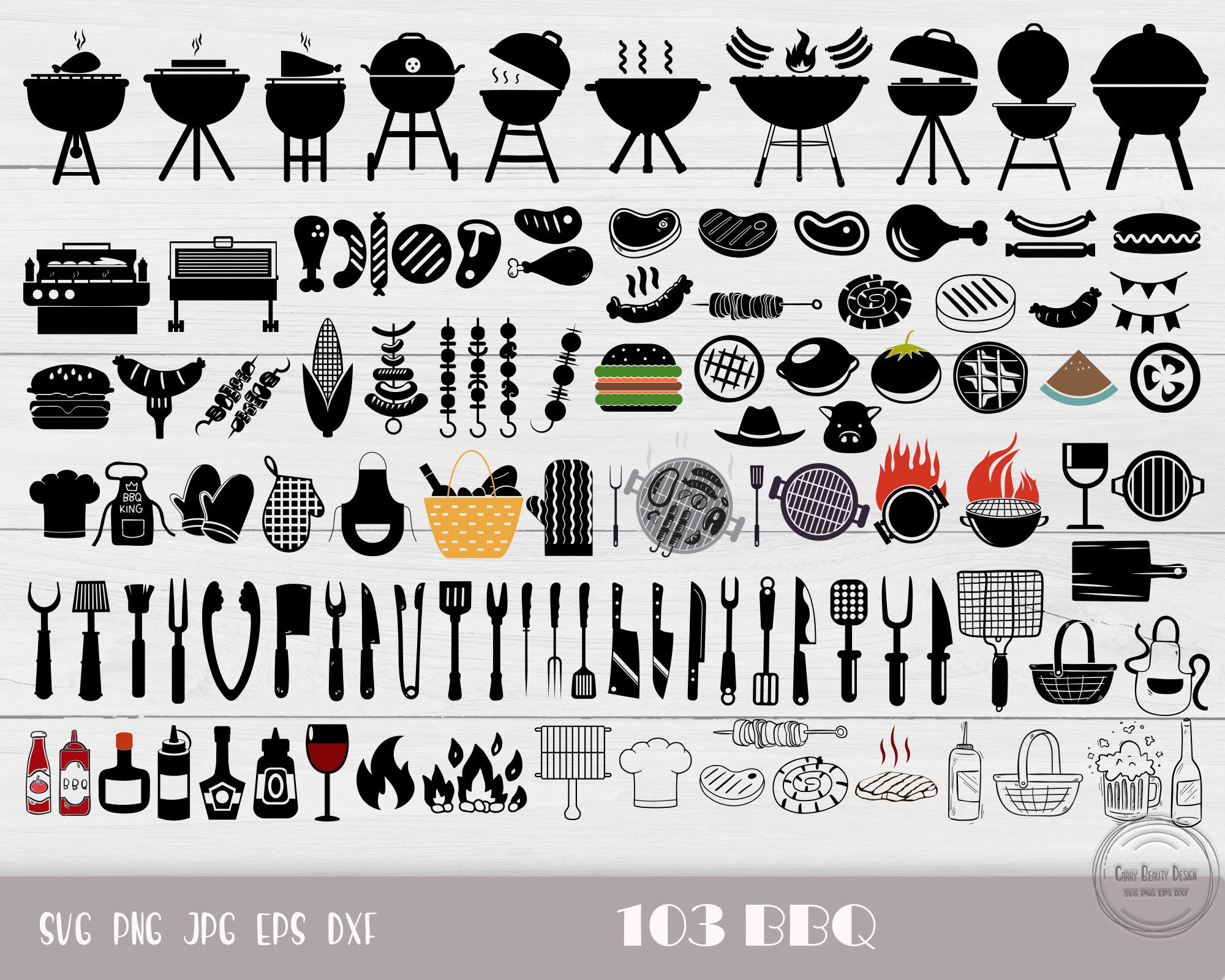 103 X Barbecue Svg Bundle BBQ Svg Steak Grill Svg Cooking - Etsy