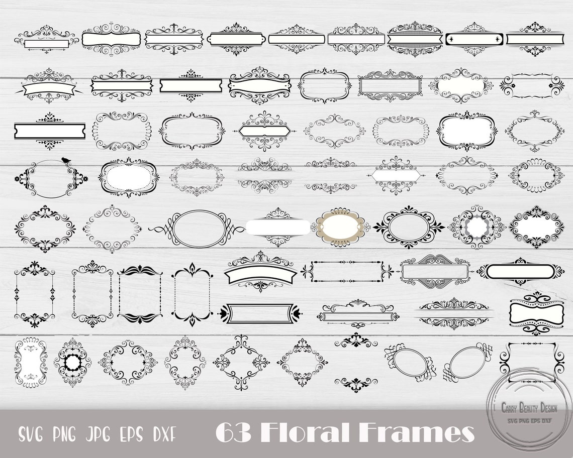 Floral Frame Svg Floral Border SVG Floral Label Svg | Etsy