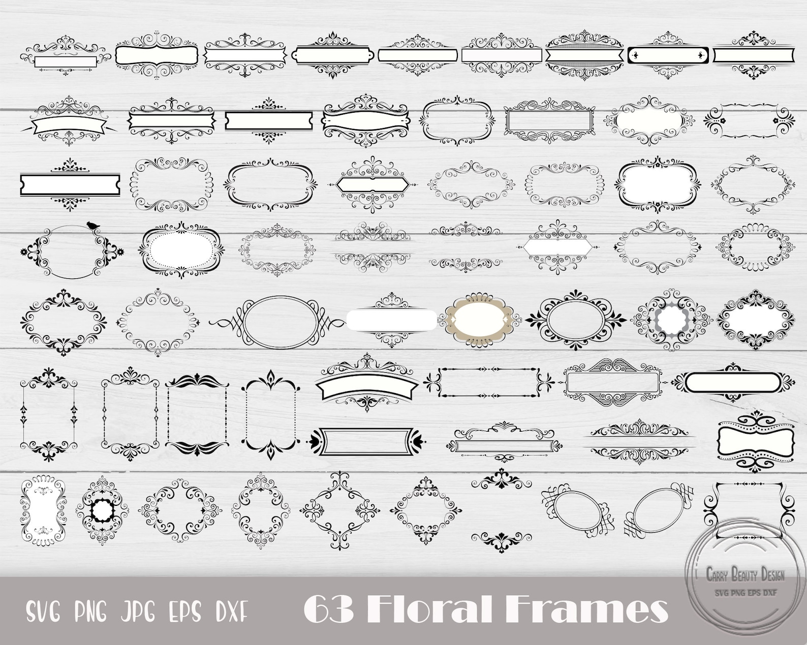 Floral Frame Svg Floral Border SVG Floral Label Svg - Etsy